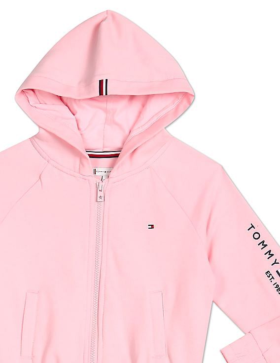 Buy Tommy Hilfiger Kids Girls Pink Essential Zip Through Hooded Sweatshirt NNNOW