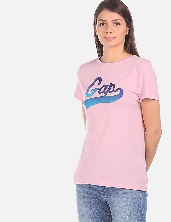 Buy GAP Women Pink Round Neck Logo T Shirt NNNOW