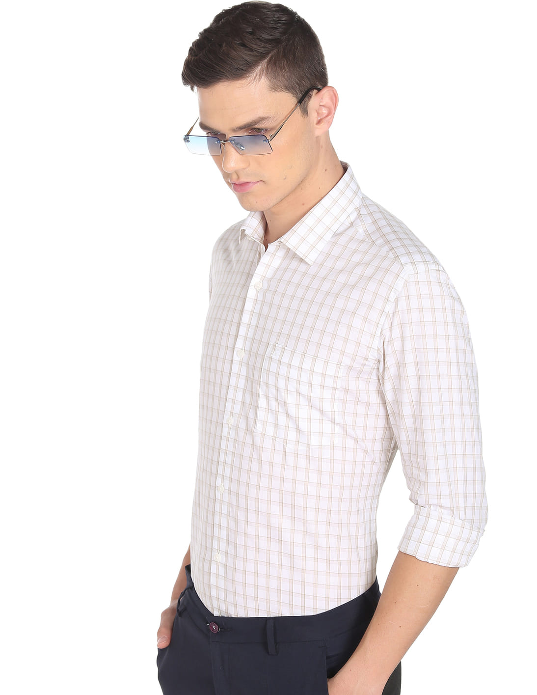 Buy Arrow Cotton Windowpane Check Shirt - NNNOW.com
