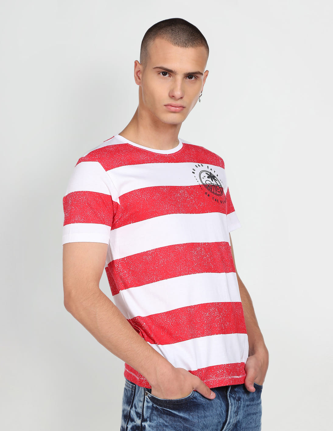 Buy Flying Machine Cotton Horizontal Stripe T-Shirt - NNNOW.com